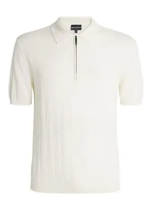 Emporio Armani Cotton Quarter-zip Polo T-shirt - White
