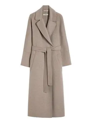Max Mara Virgin Wool Wrap Coat - Grey