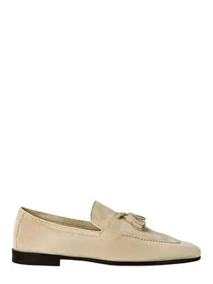 Brunello Cucinelli Suede Tassel Loafers - Beige