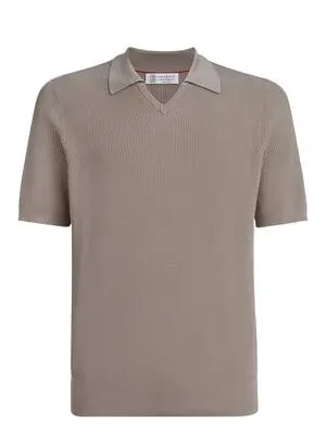 Brunello Cucinelli Cotton Polo Sweater - Brown