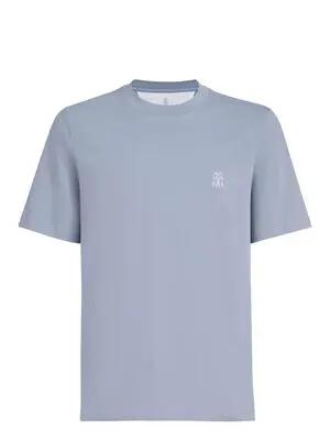 Brunello Cucinelli Cotton-jersey Logo T-shirt - Blue
