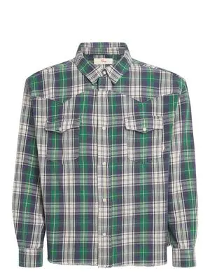 CHERRY LOS ANGELES Cotton Plaid Western Shirt - Green