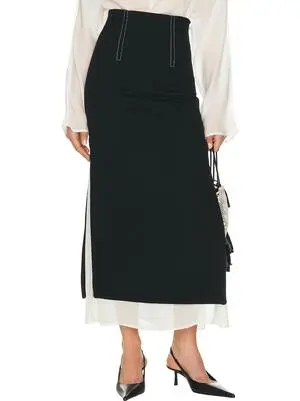 HELSA Layered Skirt - Black & Ivory