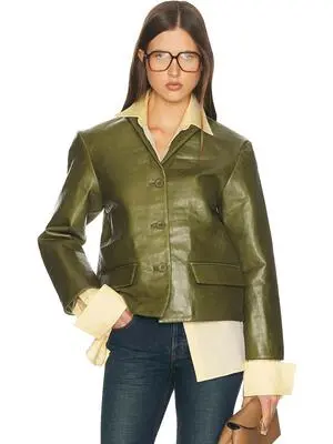 HELSA Puffy Leather Jacket - Avocado