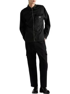 Prada Re-nylon Zip-up Oversized Shirt - Black
