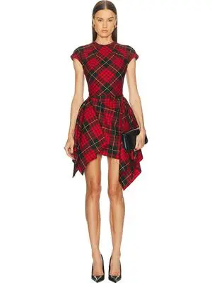 Alexander McQueen High Neck Mini Dress - Red  Black  & Yellow