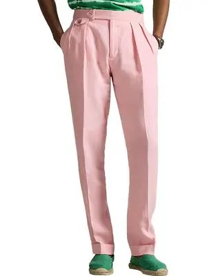 Polo Ralph Lauren Pleated Linen Trousers - Pink