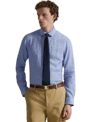 Polo Ralph Lauren Classic Fit Plaid Linen Shirt Blue/white