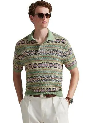 Polo Ralph Lauren Fair Isle Polo-collar Sweater - Olive