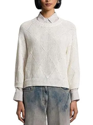 Peserico Diamond Pattern Sweater - Solar White