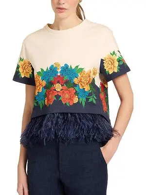 La DoubleJ La Scala Tee With Feathers Placee - Princess Peony Placee Ivory