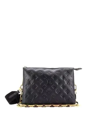 LOUIS VUITTON Coussin PM Crossbody Bag Monogram Embossed Lambskin Black