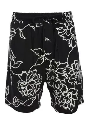GAELLE Floral Print Bermuda Shorts - Black