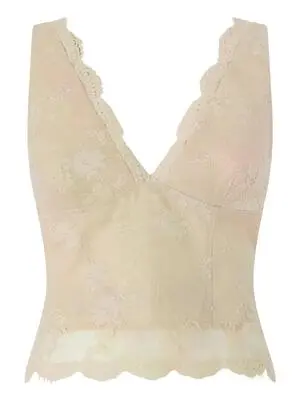 Pinko Lace V-neck Top - Neutrals