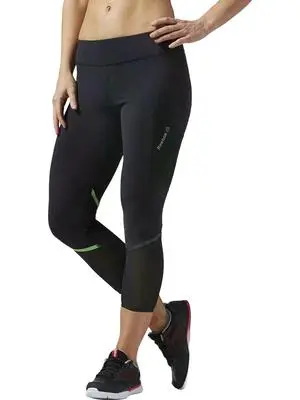 REEBOK High-rise Capri Leggings With Mesh Panels And Perforated Detail - Black