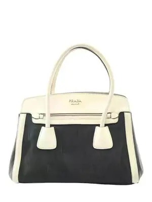 Prada 2010s Canvas And Saffiano Leather Handbag - Black