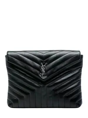 Saint Laurent 2018 Matelasse Calfskin Monogram Loulou Document Clutch - Black