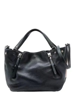Burberry Small Leather And House Check Canvas Maidstone Satchel - Black