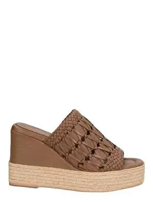 PALOMA BARCELO Leather Wedge Sandals - Brown