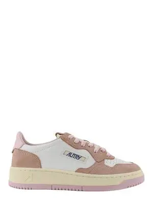 AUTRY Medalist Low Leather And Suede Sneakers - Pink