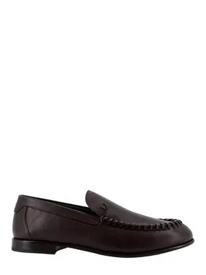 Fendi Leather Loafers With Ff Logo - Brown