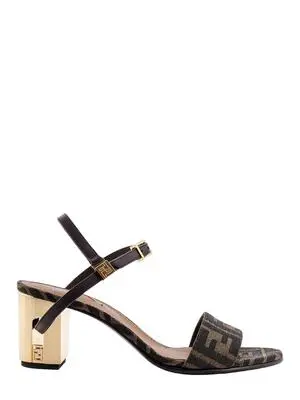 Fendi Delfina Ff Fabric Sandals - Brown
