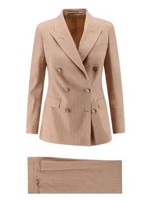 Tagliatore Parigi Pinstripe Linen And Viscose Suit - Beige