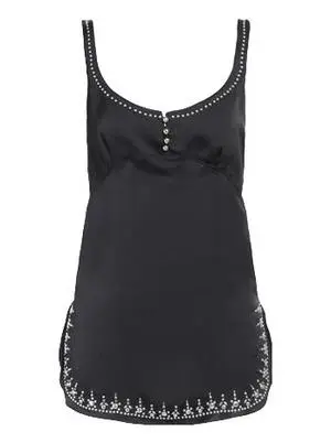 Rabanne Satin Top With Appliqués - Black