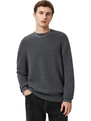 ALLSAINTS Aspen Crew Neck Waffle Sweater Blue