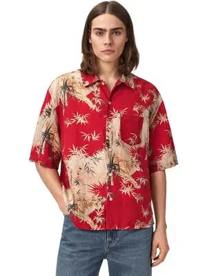 ALLSAINTS Kingdom Oversized Short Sleeve Shirt - Red