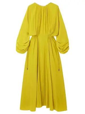 LANVIN Open-back Woven Midi Dress - Yellow