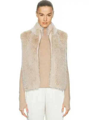 REVOLVE X JJ Faux Fox Fur Vest - Beige