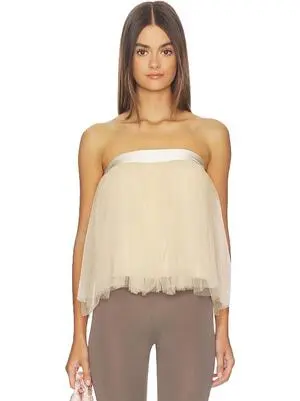 NIIHAI Strapless Tulle Ruffle Top - Sun Kiss