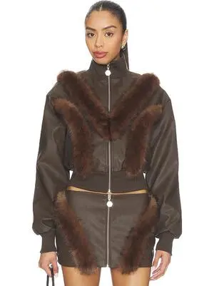 OW Bela Faux Fur Jacket - Brown