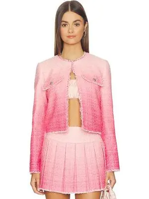 Alice + Olivia Dumont Tweed Boxy Jacket - Ascendent Ombre English Rose