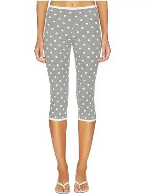 ROWEN ROSE Polka Dots Capri Pants - Grey Polka Dots