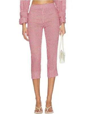 AEXAE Linen Capri Pant - Gingham Red