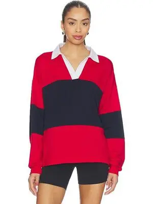 Splits59 Katie Fleece Rugby Pullover - Pirate Red & Indigo