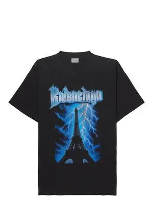 Balenciaga Oversized Logo-print Cotton-jersey T-shirt - Black