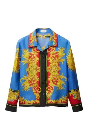 Versace Printed Silk Twill Shirt - Blue