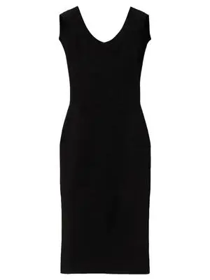 Versace Ribbed Knit Off-shoulder Midi Dress - Black