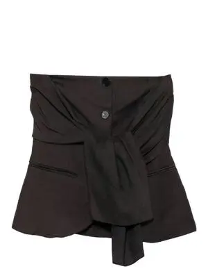 Liviana Conti Button Tie Top - Brown