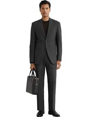 REISS Promise Classic-fit Wool-blend Suit Trousers - Grey