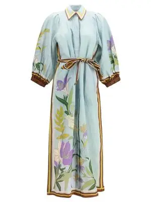 ALEMAIS Floral-print Midi Dress - Blue