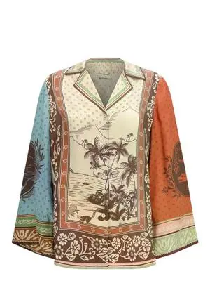 ALEMAIS Graphic-print Long Sleeve Shirt - Neutrals