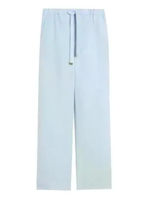 Max Mara Drawstring Linen Trousers - Blue