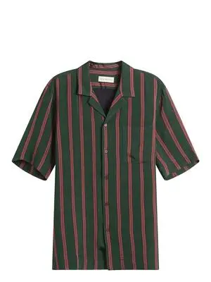 Dries Van Noten Fluid Striped Viscose Silk Shirt - Blue