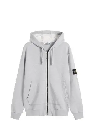 Stone Island Garment Dyed Zip Hoodie - Melange Grey