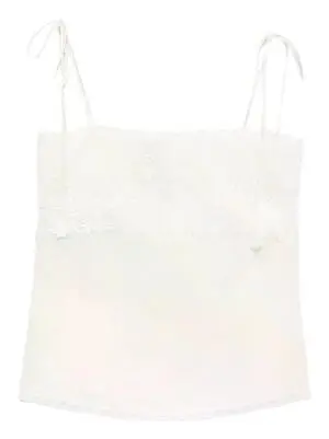 Valentino Garavani Lace-trim Tie-strap Top - Neutrals