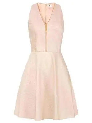 Elisabetta Franchi Sleeveless V-neck Mini Dress With Zip Detail - Pink